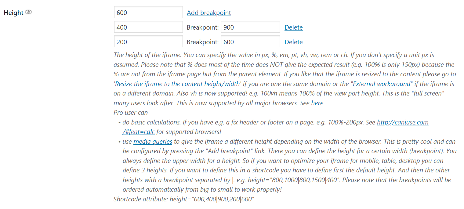 Set height dynamically with media queries | Advanced iFrame